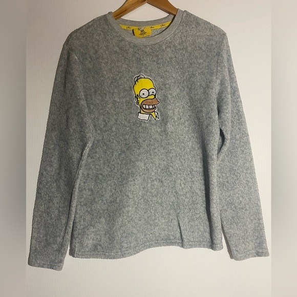 Shirts | Homer Simpson Mens S Logo Embroidered Grey Long Sleeve Fleece ...